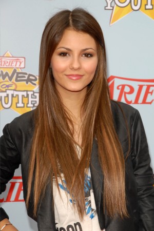Victoria Justice Straight Light Brown Flat-Ironed Hairstyle | Steal Her ...