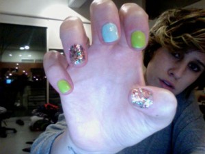 DEV Light Blue, Lime Green Glitter Nails | Steal Her Style