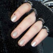 Lindsay Lohan Clear Glitter, Sequins Nails | Steal Her Style