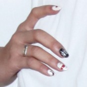 Zendaya Light Pink Diagonal Tips, Dots Nails | Steal Her Style