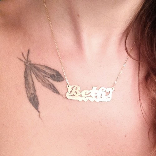 Bethany Cosentino Feather Chest Tattoo | Steal Her Style