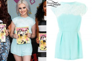 » Perrie Edwards: Blue Lace Playsuit