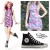 » Perrie Edwards: Floral Cutout Dress, Black Converse