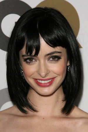 Krysten Ritter Straight Black Bob, Choppy Bangs Hairstyle | Steal Her Style