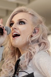 Perrie Edwards Wavy Silver Pinned-Back, Side Part Hairstyle | Steal Her ...