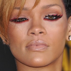 Rihanna Makeup: Red Eyeshadow & Nude Lipstick | Steal Her Style