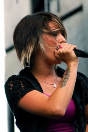 Cassadee Pope Straight Dark Brown Angled Bob, Peek-A-Boo Highlights ...