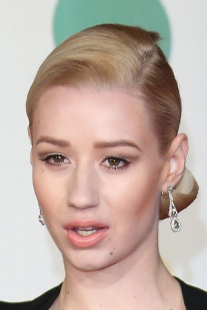 Iggy Azalea Straight Golden Blonde Bun, Side Part, Updo Hairstyle ...