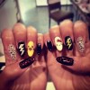 Zendaya Black, White Drips, Half Moon, Logo, Outline Nails | Steal Her ...