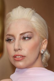 Lady Gaga Straight Golden Blonde Bun, Pompadour Hairstyle | Steal Her Style