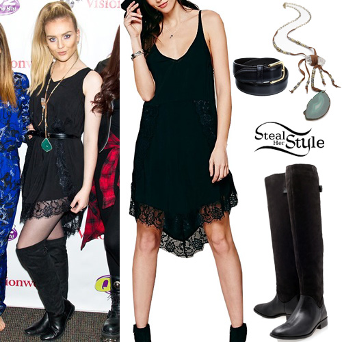 Perrie Edwards: Black Lace Dress Outfit | Steal Her Style