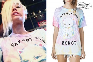 Miley Cyrus: 'Cat Got Your Bong' T-Shirt | Steal Her Style