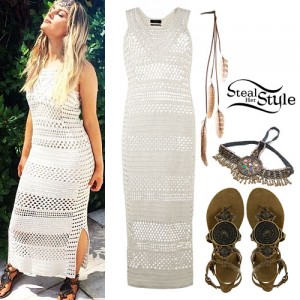 » Perrie Edwards: Crochet Dress, Embellished Sandals
