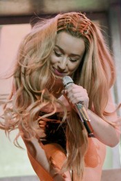 Iggy Azalea Wavy Honey Blonde Crown Braid, French Braid Hairstyle ...