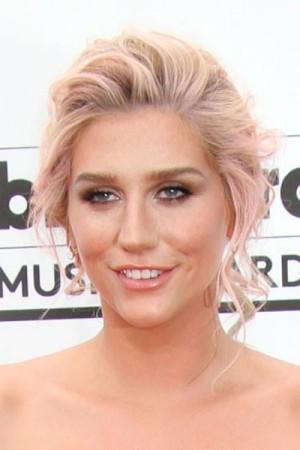Kesha Wavy Pink Face-Framing Pieces, Updo Hairstyle | Steal Her Style