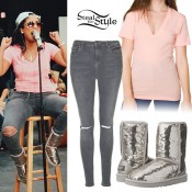 » K Michelle: Graffiti Top, Leather Overalls