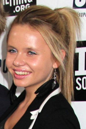 Alli Simpson Straight Golden Blonde Angled, Flat-Ironed, High Ponytail ...