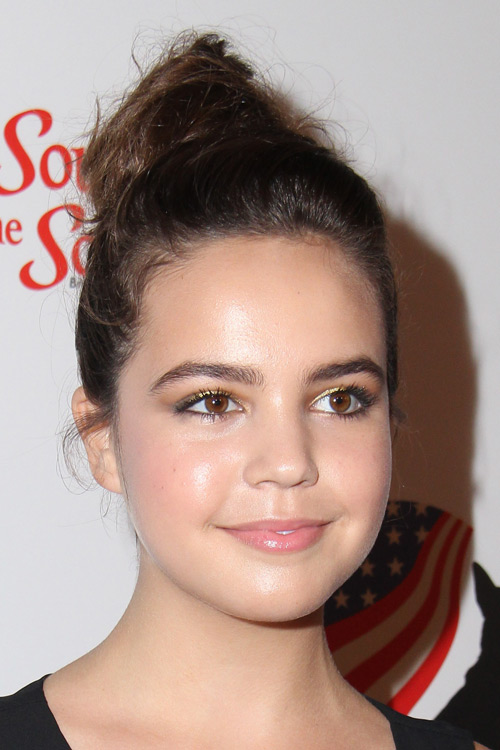 Bailee Madison Straight Medium Brown Bun, Messy Bun, Updo Hairstyle ...