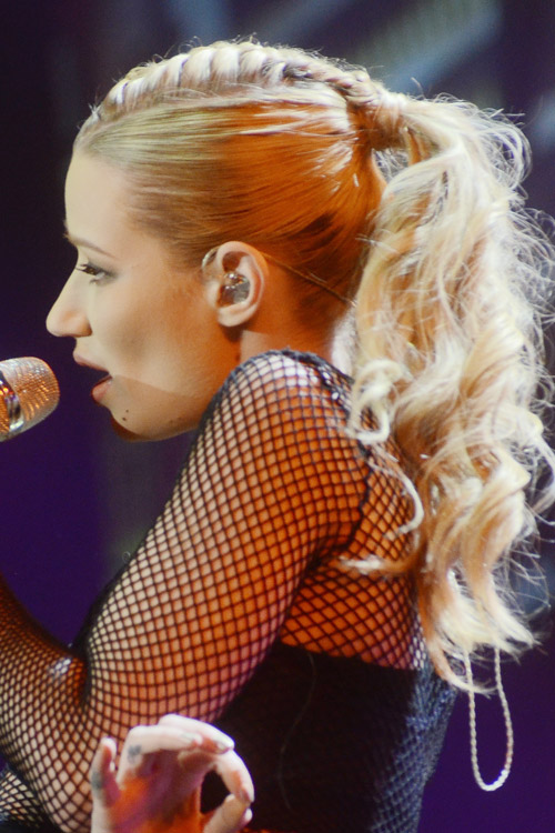 Iggy Azalea Wavy Golden Blonde French Braid, High Ponytail, Ponytail ...