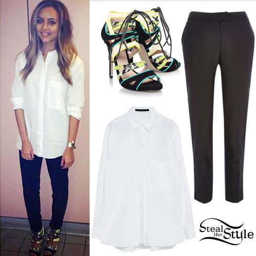 Jade Thirlwall: White Shirt, Lace-Up Sandals | Steal Her Style