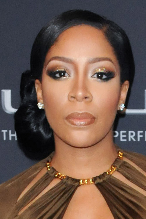 K. Michelle Straight Black Updo Hairstyle | Steal Her Style