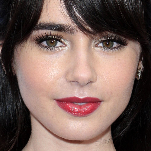 Lily Collins Makeup: Bronze Eyeshadow & Burgundy Lipstick | Steal Her Style