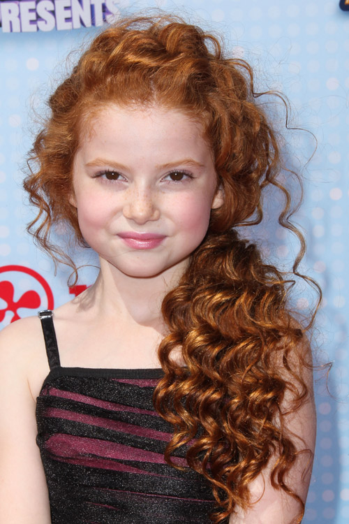 Francesca Capaldi Curly Ginger Low Ponytail, Pin Curls, Ponytail, Side ...