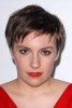 Lena Dunham Straight Medium Brown Pixie Cut Hairstyle | Steal Her Style