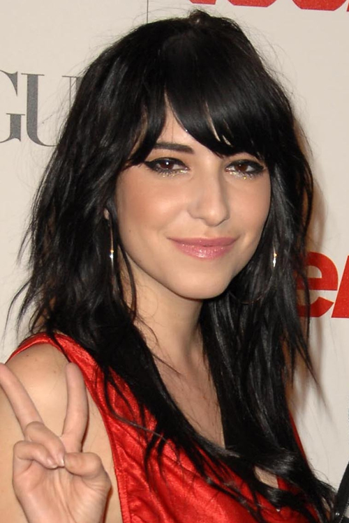Lisa Origliasso Straight Black Angled, Curved Bangs Hairstyle | Steal ...