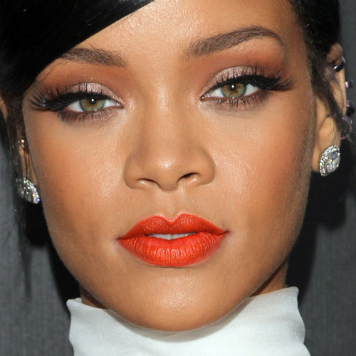 Rihanna Makeup: Brown Eyeshadow & Red Lipstick | Steal Her Style