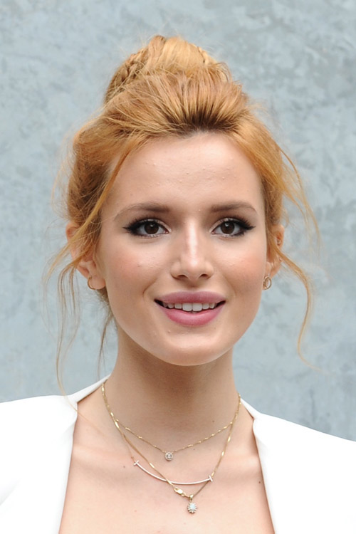 Bella Thorne Straight Ginger Bun, Face-Framing Pieces Hairstyle | Steal ...