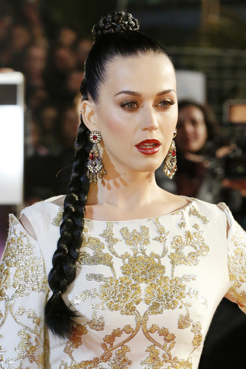 Katy Perry Straight Black Braid Hairstyle | Steal Her Style