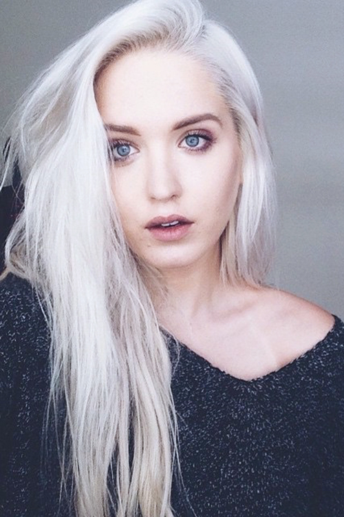 Macy Kate Straight Silver Messy, Side Part Hairstyle | Steal Her Style