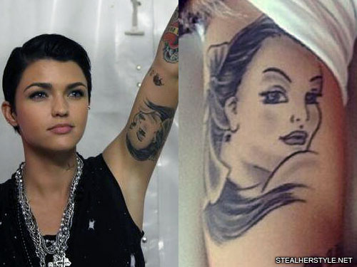 Ruby Rose Portrait Bicep Tattoo | Steal Her Style