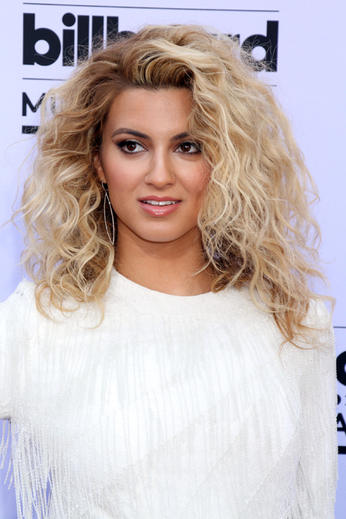 Tori Kelly Curly Medium Brown, Platinum Blonde Two-Tone Hairstyle ...
