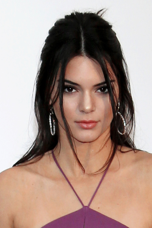 Kendall Jenner Straight Dark Brown Face-Framing Pieces, Half-Up Half ...
