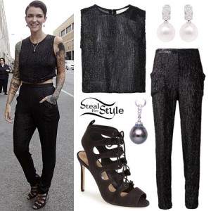Ruby Rose: Black Sequin Outfit | Steal Her Style