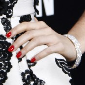 Jenna Ushkowitz White Foil Stripes, Negative Space, Stones Nails ...