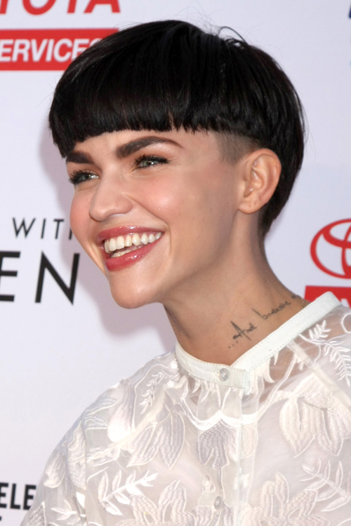Ruby Rose Straight Dark Brown Undercut Hairstyle | Steal Her Style