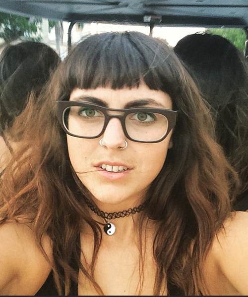 Sierra Kusterbeck Wavy Dark Brown Messy, Straight Bangs Hairstyle ...