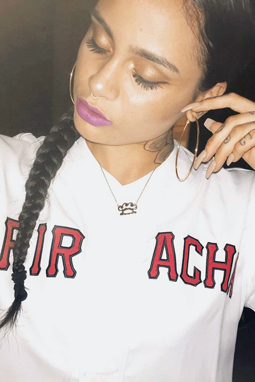 Kehlani Straight Dark Brown Braid Hairstyle | Steal Her Style