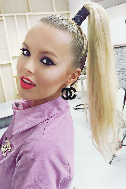 Betsy-Blue English Straight Platinum Blonde High Ponytail, Ponytail ...