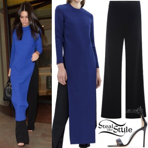 » Kendall Jenner: Blue Long Top, Black Pants