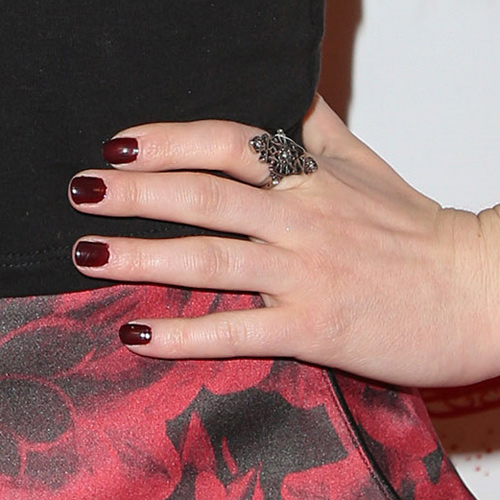 Katherine McNamara Burgundy Nails | Steal Her Style