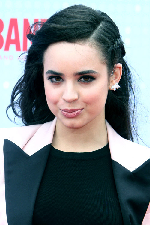 Sofia Carson Straight Black Mini Braids, Side Part Hairstyle | Steal ...