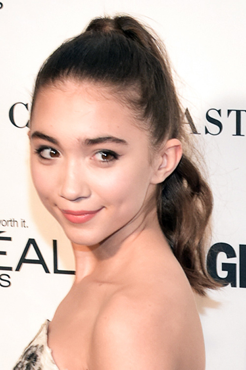 Rowan Blanchard Wavy Medium Brown High Ponytail, Ponytail Hairstyle ...