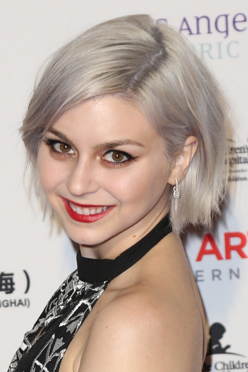 Colette Carr Straight Silver Bob, Shaggy Bob, Uneven Color Hairstyle ...