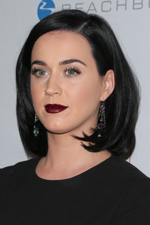 Katy Perry Straight Black Blunt Cut, Bob Hairstyle | Steal Her Style