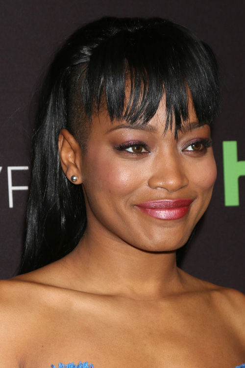 Keke Palmer Straight Black Choppy Bangs, Flat-Ironed, Sidecut Hairstyle ...