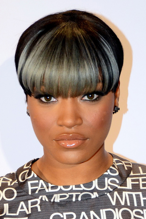 Keke Palmer Straight Black Blunt Bangs, Bob, Peek-A-Boo Highlights ...